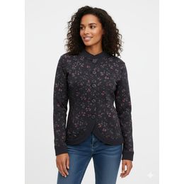 Ragwear Damen Sweatjacke "AVALINA FLOWERS O", schwarz, Gr. L, gebl&uuml;mt, gemustert, Sweatware, Obermaterial: 70% Baumwolle, 30% Polyester, Sweatjacken