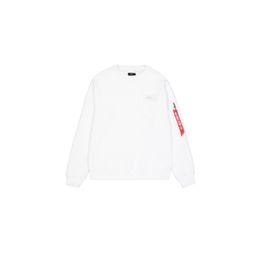 Herren Sweater "Backprint Sweatshirt", wei&szlig;, Gr. L, Alpha Industries, Obermaterial: 80% Baumwolle, 20% Polyester, Sweatshirts