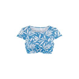 active by Lascana LASCANA ACTIVE Damen Crop-Bikini-Top "Lia", wei&szlig;, Gr. 44, bedruckt, Recycling-Polyamid, Bikini-Oberteile, mit Knotenoptik vorn