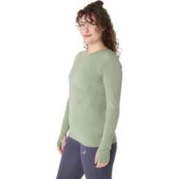 asics Damen Laufshirt "ROAD SEAMLESS LS TOP"monument blau, whisper gr&uuml;n, Gr. L, Obermaterial: 65% Polyamid, 35% Polyester, Shirts