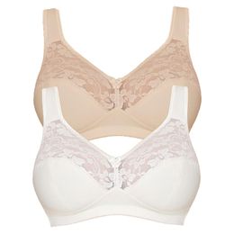 SuSa Damen Soft-BH "2er Pack BH ohne B&uuml;gel", Gr. 80ivory, pure beige, Spitze, Obermaterial: 76% Baumwolle CO. 18% Polyamid PA. 6% Elasthan EL., BHs