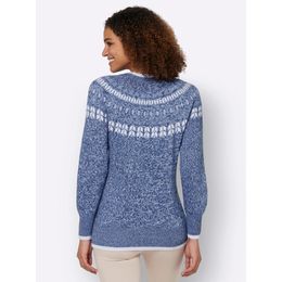 Casual Looks Damen Norwegerpullover "Pullover", blau, Gr. 38, gemustert, mehrfarbig, meliert, 60% Polyacryl, 40% Baumwolle, Pullover