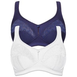 SuSa Damen Entlastungs-BH "2er Pack Entlastungs BH Topsy Plus", Gr. 100, blau, Obermaterial: 60% Baumwolle CO. 35% Polyamid PA. 5% Elasthan EL., BHs