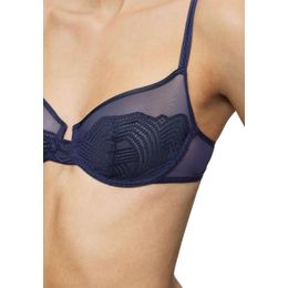 Triumph Damen Balconette-BH "Delightful Spotlight", Gr. 70, blau, Spitze, Obermaterial: 84% Polyamid, 16% Elasthan, unifarben, BHs, mit graphischer