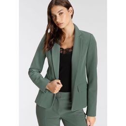 Tamaris Damen Kurzblazer, gr&uuml;n, Gr. 40, unifarben, Web, Obermaterial: 93% Polyester, 7% Elasthan, Blazer, in Trendfarben - mit passender Anzugshose