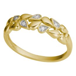 Firetti Damen Fingerring "Schmuck Geschenk Gold 375 Damenring Goldring Tropfen", 17, 0,03 P2 = erkennbare Einschl&uuml;sse, Diamanten Gelbgold 375, 1,7mm,