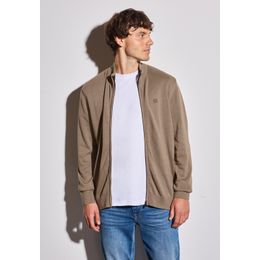 Street One MEN Herren Strickjacke, braun, Gr. L, unifarben, Web, 100% Baumwolle, Strickjacken, aus reiner Baumwolle