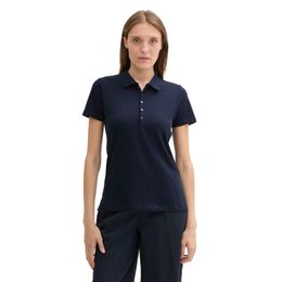Tom Tailor Damen Poloshirt, blau, Gr. XXXL, Jersey, Obermaterial: 95% Baumwolle, 5% Elasthan, Shirts