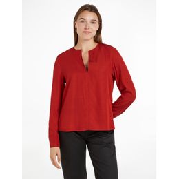 Tommy Hilfiger Damen Klassische Bluse "VISCOSE REGULAR V-NECK LS BLOUSE", rot, Gr. 32, unifarben, Web, Obermaterial: 100% Viskose, Blusen, mit Tommy