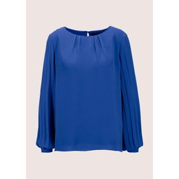 Madeleine Mode MADELEINE Damen Langarmbluse "Bluse Edle Schlupfbluse mit Plissee-&Auml;rmeln", blau, Modern, Gr. 40, Obermaterial: 100% Polyester PES., Blusen