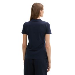 Tom Tailor Damen Poloshirt, blau, Gr. XXL, Jersey, Obermaterial: 95% Baumwolle, 5% Elasthan, Shirts