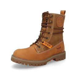 Damen Schn&uuml;rstiefel, Dockers by Gerli, Gr. 38, gold, Nubukleder, Schuhe, Boots, Casual Boots mit modischen Schn&uuml;rsenkeln