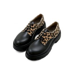 DOGO Damen Ballerina "Brooklyn Black-Leo Damen Halbschuhe", Gr. 38, schwarz, Lederimitat, Schuhe, Handgefertigt
