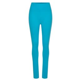 Lascana Damen Leggings, Gr. 32, blau, Single Jersey, Obermaterial: 95% Baumwolle, 5% Elasthan, unifarben, Basic, Hosen, mit breitem B&uuml;ndchen