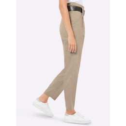CR&Eacute;ATION L CREATION L Damen Bundfaltenhose, beige, Gr. 18, unifarben, 63% Lyocell, 37% Polyester, Hosen