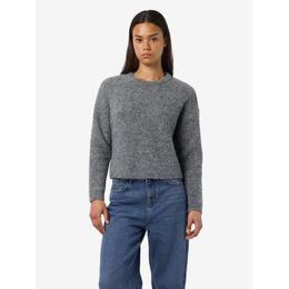 Noisy may Damen Rundhalspullover "NMDOLLY L/S O-NECK KNIT FWD NOOS", grau, Gr. M, unifarben, Strick, Obermaterial: 73% Polyester, 13% Nylon, 8%