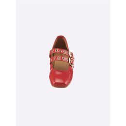 Heine Damen Ballerina, Gr. 41, rot, Glattleder, Lackleder, Leder, Rindsleder, Schuhe