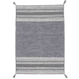 Teppich CarpetFine, B:120cm H:5mm L:170cm, grau, Baumwolle, Wohnzimmer, Teppiche, "Kelim Azizi, auch als L&auml;ufer erh&auml;ltlich", handgewebt, Baumwolle,