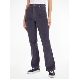 Tommy Jeans Damen Schlaghose "TJW SYLVIA HR FLARE WASHED CORD", blau, Gr. 33, unifarben, Web, Obermaterial: 98% Baumwolle, 2% Elasthan, Hosen, in dem