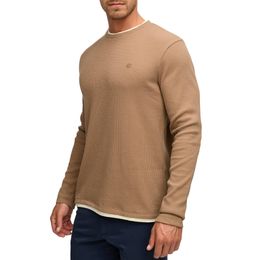 INDICODE Herren Langarmshirt "INSigfinn", beige, Gr. S, unifarben, Single Jersey, Obermaterial: 60% Baumwolle, 40% Polyester, Shirts
