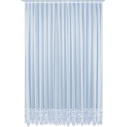 Gardine WIRTH, B:450cm H:175cm, wei&szlig;, Sabl&eacute;, Polyester, Wohnzimmer, Gardinen, "Elena", Store veredelt mit echter Plauener Spitze Stickerei, gerade