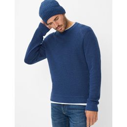 Brax Herren Rundhalspullover "Style ROY", blau, Gr. M, Strick, 44% Baumwolle, 29% Polyacryl, 27% Wolle, Pullover