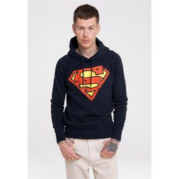 logoshirt Herren Kapuzensweatshirt "DC &ndash; Superman Logo", blau, Gr. S, unifarben, 80% Baumwolle, 20% Polyester, Sweatshirts, mit Superhelden-Print