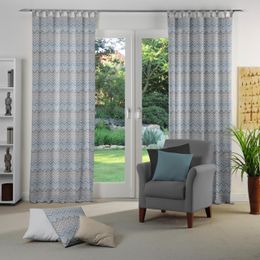 Vorhang WIRTH, B:132cm H:175cm, blau, Jacquard, Baumwolle, Polyester, Wohnzimmer, Gardinen, "Benewitz"
