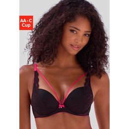 Vivance Damen Push-up-BH, Gr. 80, schwarz, Spitze, Obermaterial: 73% Polyamid, 17% Polyester, 10% Elasthan, BHs, mit B&uuml;gel mit dekorativen,
