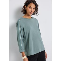 Street One Damen 3/4-Arm-Shirt, blau, Gr. 40, unifarben, Jersey, Obermaterial: 48% Baumwolle, 48% Modal, 4% Elasthan, Shirts, mit Galonstreifen
