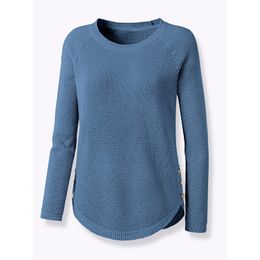 Casual Looks Damen Rundhalspullover "Pullover", blau, Gr. 36, gemustert, unifarben, 50% Baumwolle, 50% Polyacryl, Pullover