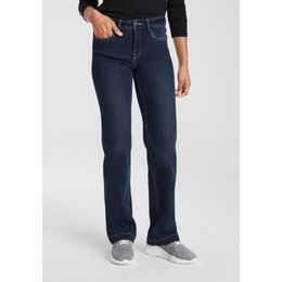 Arizona Damen Weite Jeans, blau, Basic, Gr. 40, Denim/Jeans, Obermaterial: 98% Baumwolle, 2% Elasthan, Jeans, weite Beinform, Used-Look-Waschung,