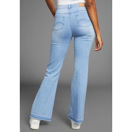 Kangaroos Damen Weite Jeans, blau, Gr. 40, Denim/Jeans, Obermaterial: 76% Baumwolle, 16% Polyester, 7% Viskose, 1% Elasthan, Jeans, Flare Weite Jeans