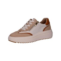 Caprice Damen Plateausneaker "Caprice Sneaker Leder", Gr. 38, beige, Leder, Schuhe