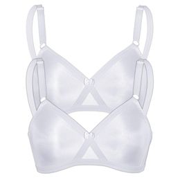 Sassa Mode SASSA Damen Soft-BH "2er Pack Soft BH mit Kreuzblende Functional Bras", Gr. 100, wei&szlig;, Obermaterial: 88% Polyamid PA. 12% Elasthan EL., BHs