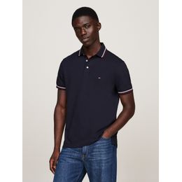 Tommy Hilfiger Herren Poloshirt "TIPPED SLIM FIT POLO", blau, Gr. S, Jersey, Obermaterial: 96% Baumwolle, 4% Elasthan, Shirts, mit Kontrast-Details