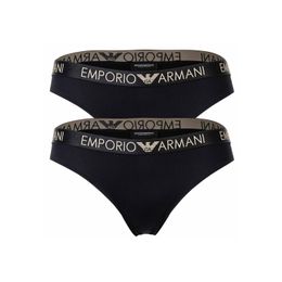 Emporio Armani Damen Slip "Slip 2er Pack", Gr. XS, schwarz, Obermaterial: 85% Polyamid PA. 15% Elasthan EL., Unterhosen