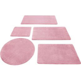 Badematte, H:20mm, rosa, WECON HOME BASICS, Polyester, Badematten, "Joris", waschbar, viele Gr&ouml;&szlig;en, Badezimmerteppich, uni