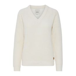 oxmo Damen Strickfleece-Pullover "Strickpullover OXNanny", wei&szlig;, Gr. XL, Obermaterial: 85% Polyacryl PAN. 15% Wolle WO., Pullover
