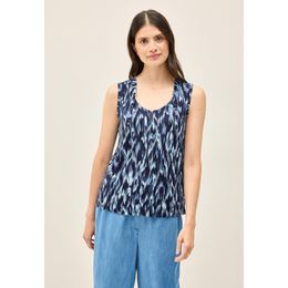 Cecil Damen Tr&auml;gertop, blau, Gr. XS, bedruckt, Web, 50% Baumwolle, 50% Modal, Tops, aus elastischem Materialmix