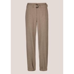 Madeleine Mode MADELEINE Damen Cargohose "Cargo-Pants L&auml;ssige Damenhose mit G&uuml;rtel und Gummisaum"cappuccino, berber, melange, Gr. 38, Obermaterial: 63% Polyester