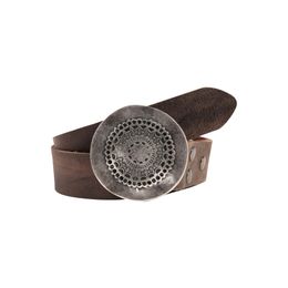 Damen Lederg&uuml;rtel, braun, Gr. 110, RETTUNGSRING G&Uuml;RTEL, unifarben, Rindsleder, G&uuml;rtel
