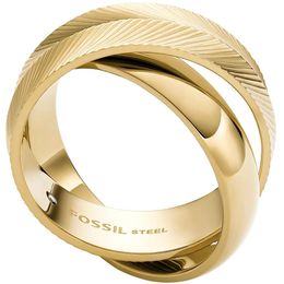 Fossil Damen Fingerring "Schmuck Geschenk Edelstahl Ring HARLOW", 16,5, Edelstahl, 7mm, gold, Edelstahl, Fingerringe