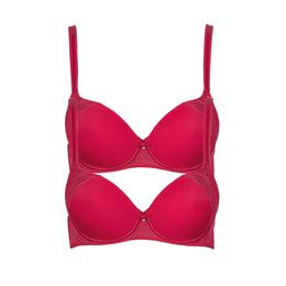 LISCA Damen Schalen-BH "2er Pack Schalen BH Evelyn", Gr. 70, rot, Obermaterial: 83% Polyamid PA. 17% Elasthan EL., BHs