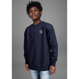 Kidsworld Jungen Sweatshirt "Rundhals Sweatshirt", blau, Basic, Gr. 140, unifarben, angeraute Sweatware, Obermaterial: 60% Baumwolle, 40% Polyester,