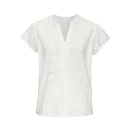 Buffalo Damen Spitzenbluse, wei&szlig;, Gr. 38, unifarben, Web, Obermaterial: 100% Baumwolle, Blusen, mit kurzen &Auml;rmeln, modische Lochstickerei