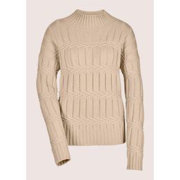 Madeleine Mode MADELEINE Damen Longpullover "Pullover Stehkragen-Pullover mit Zopfmuster"caramel, Gr. 36, Obermaterial: 90% Schurwolle WV. 10% Kaschmir WS., Pullover