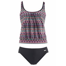 Lascana Damen Oversize-Tankini, bunt, Gr. 38, Ethnomuster, bedruckt, gemustert, Polyamid, Bikini-Sets, im angesagten Ethno-Look