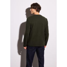 Street One MEN Herren Langarmshirtschwarz olive gr&uuml;n, Gr. XL, unifarben, Web, 100% Baumwolle, Shirts, aus reiner Baumwolle