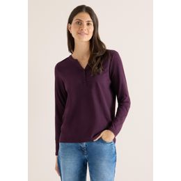 Langarmshirt Cecil, Damen, Gr. L (42), eggplant rot, Web, 100% Baumwolle, unifarben, normal normal, Rundhals, abgesteppt, Shirts Langarmshirt, aus reiner Baumwolle